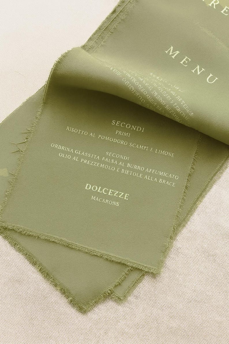 Gold Foil Silk Wedding Menu, Silver Foil Silk Menu, Cloth Menu, Custom ...