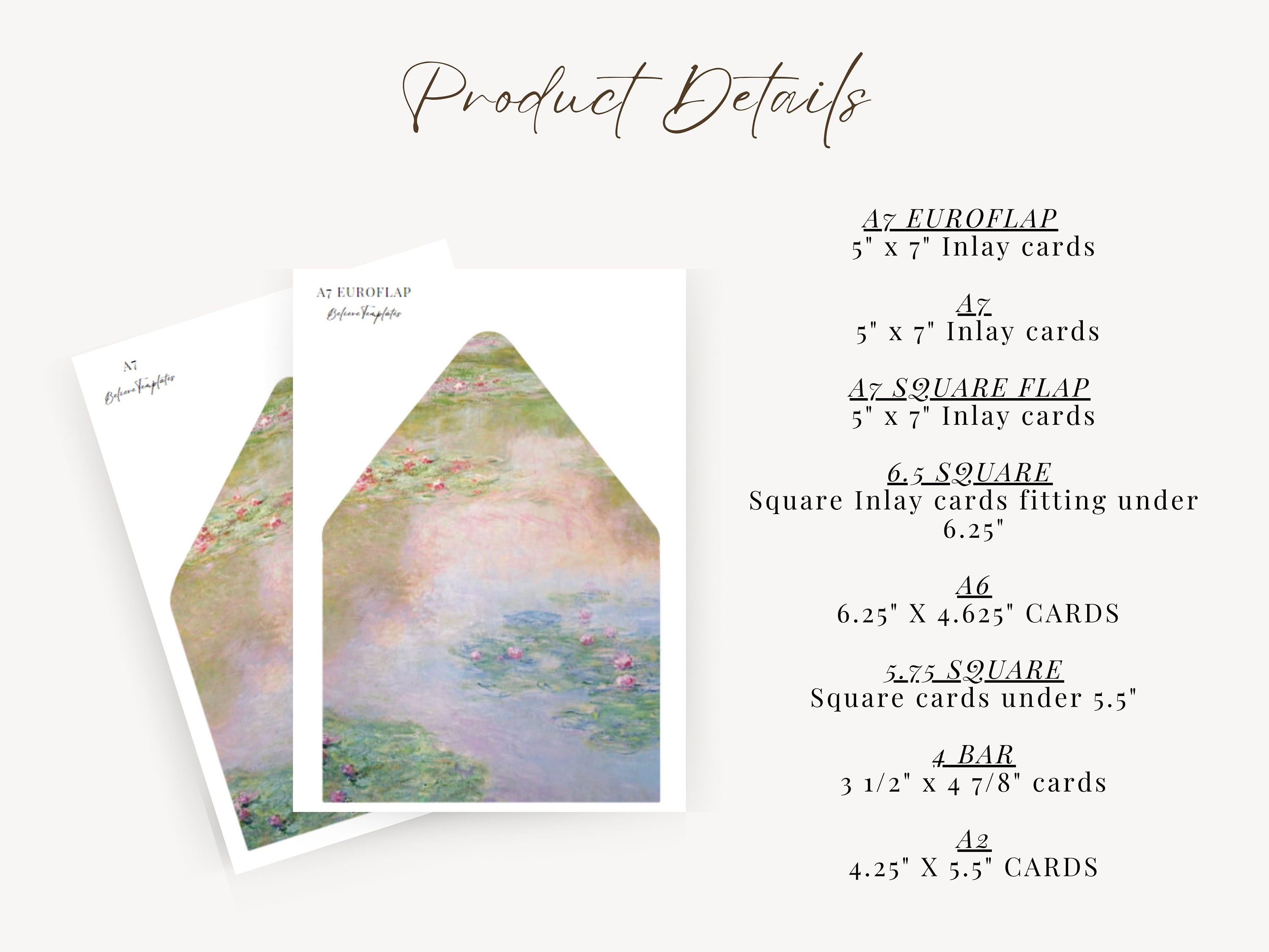 Claude Monet Printable Envelope Liner A7 Euro Flap Square - Etsy