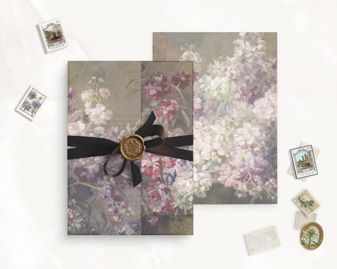 Printable Vellum Wrap for Wedding Invitation Card, Fine Art Vellum ...