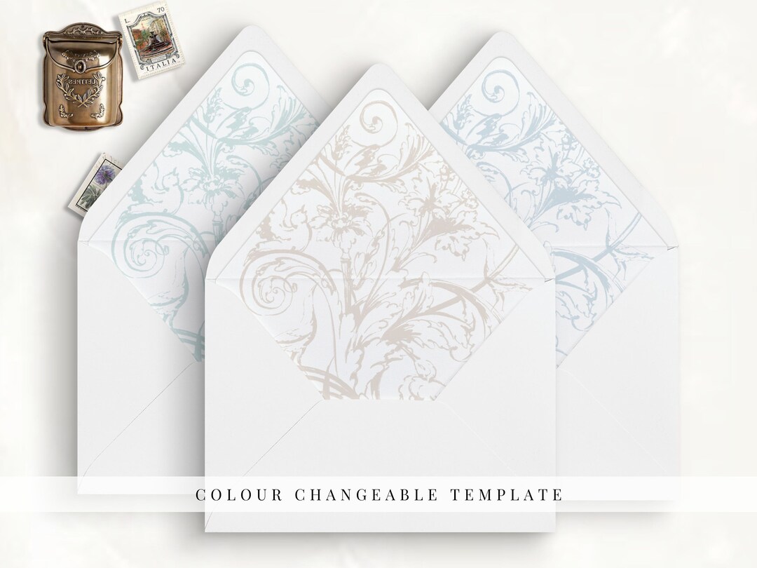 Editable Printable Baroque Envelope Liner A7 Euro Flap - Etsy