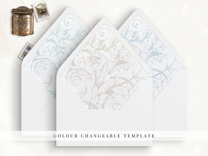 Editable Printable Baroque Envelope Liner A7 Euro Flap - Etsy