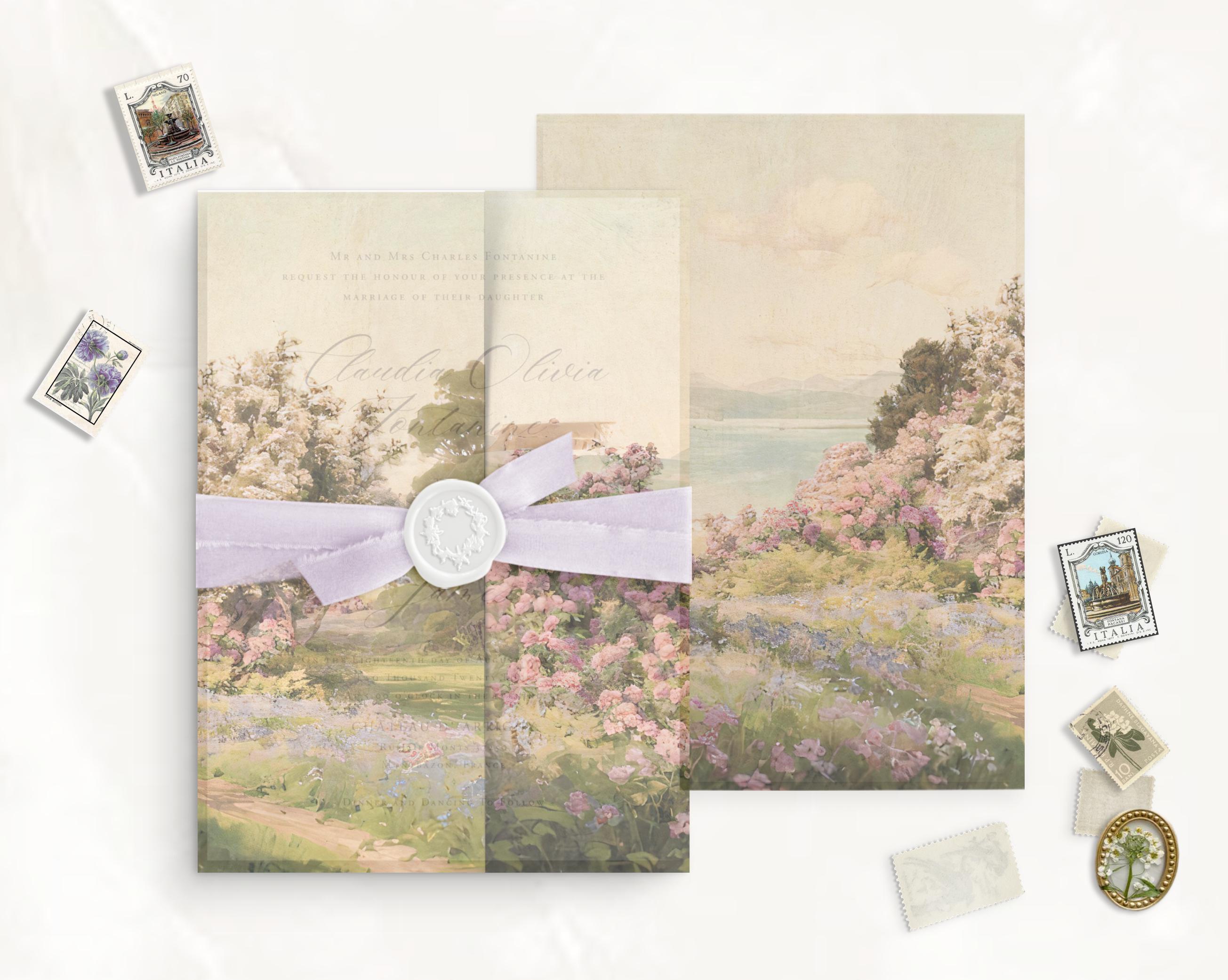 Printable Vellum Wrap for Wedding Invitation Card, Fine Art Vellum ...