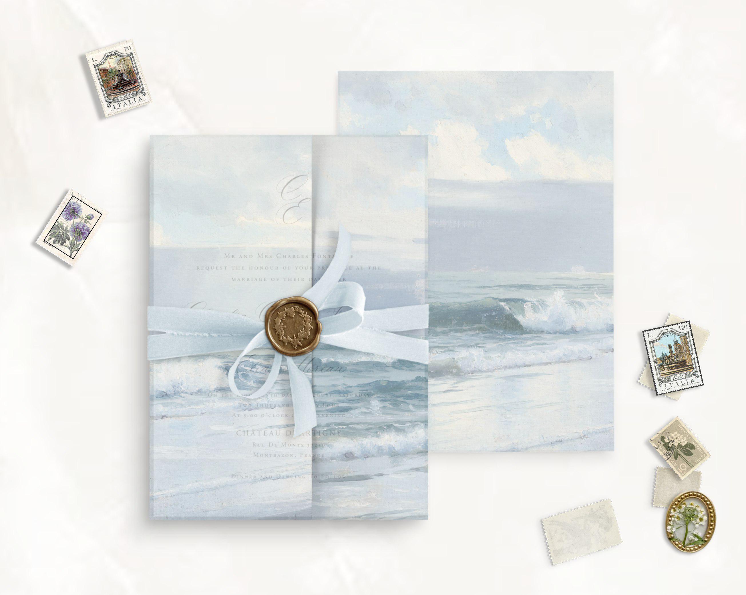Printable Vellum Wrap for Wedding Invitation Card, Fine Art Vellum ...