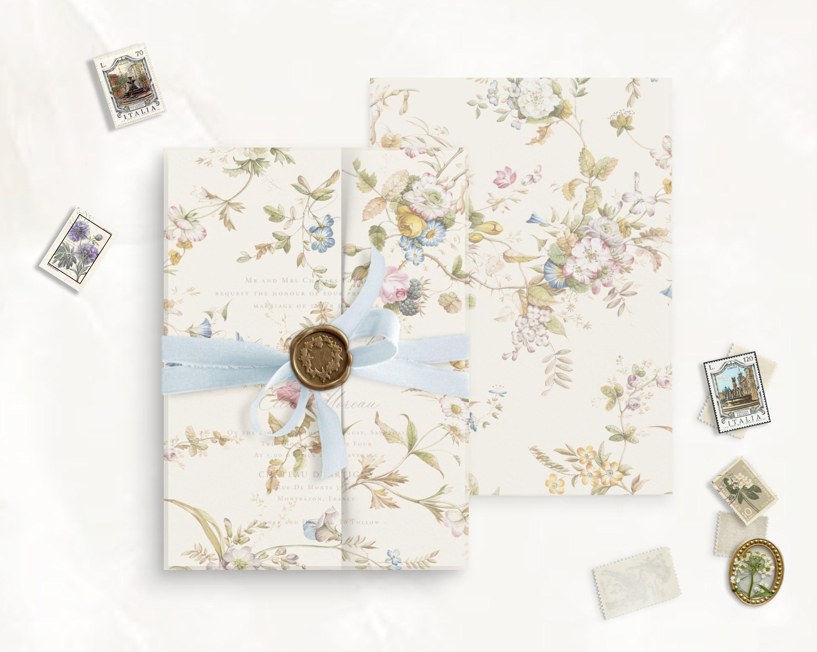 Printable Vellum Wrap for Wedding Invitation Card, Fine Art Vellum ...