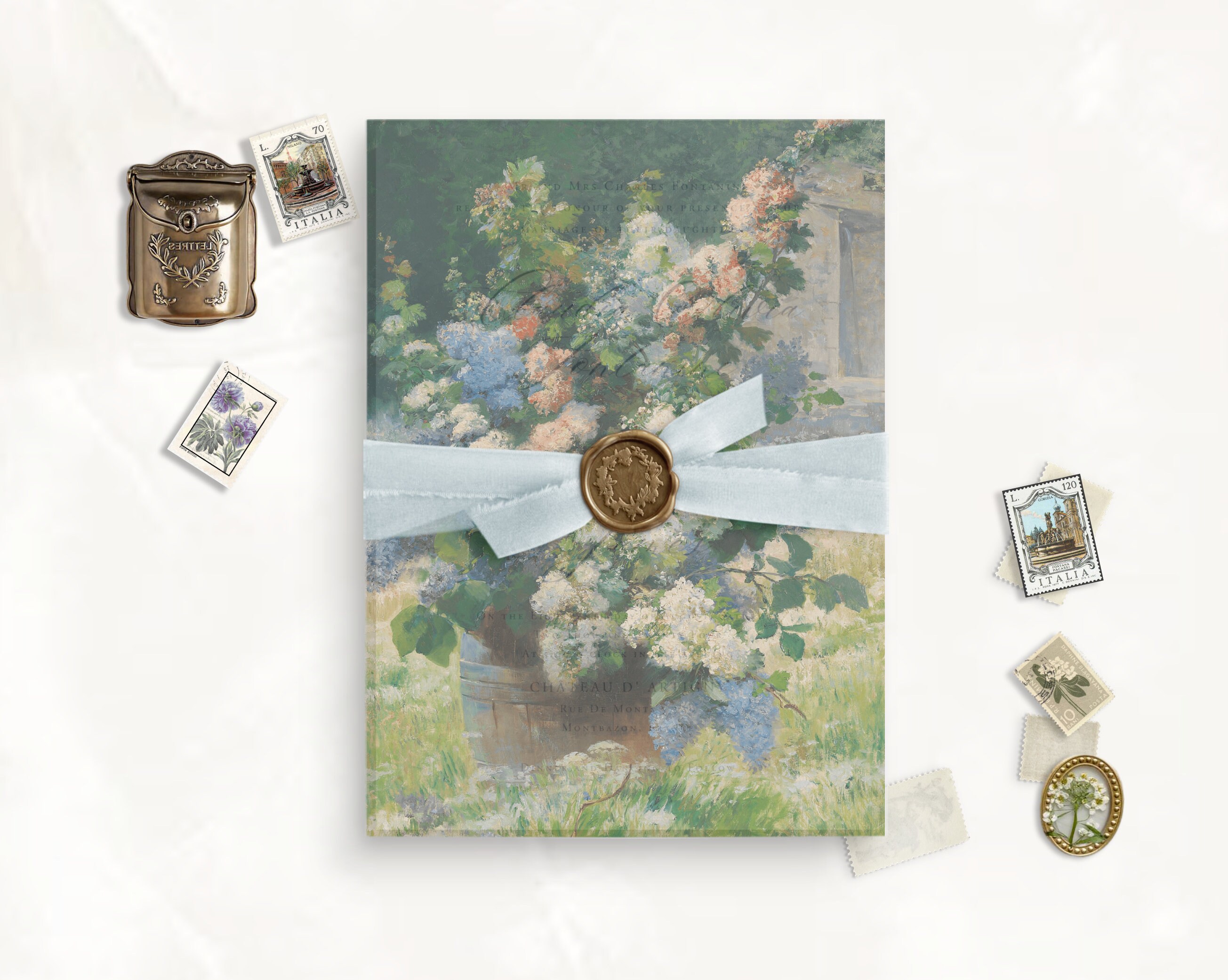 Hollyhocks Printable Vellum Overlay for Wedding Invitation Card, Fine ...