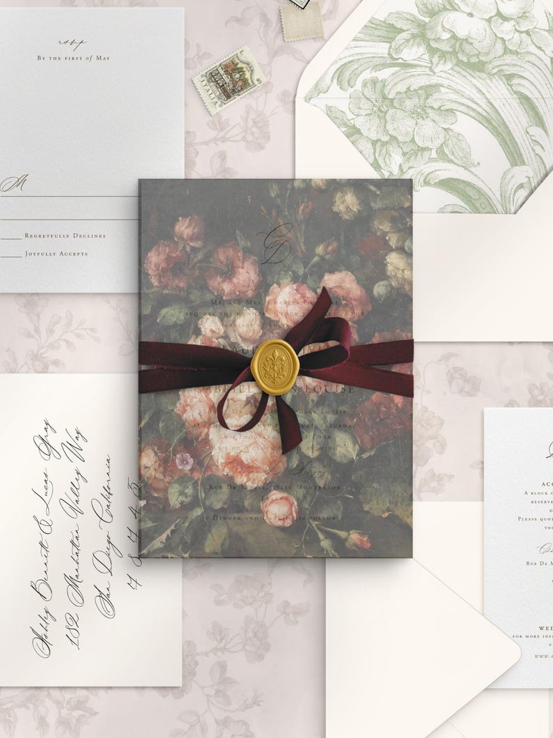 Margaretha Printable Vellum Overlay for Wedding Invitation Card, Fine ...
