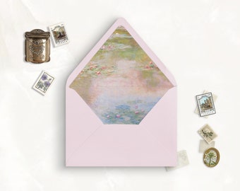 Sage French Rose Toile Printable Envelope Liner, A7, Euro Flap, Square ...