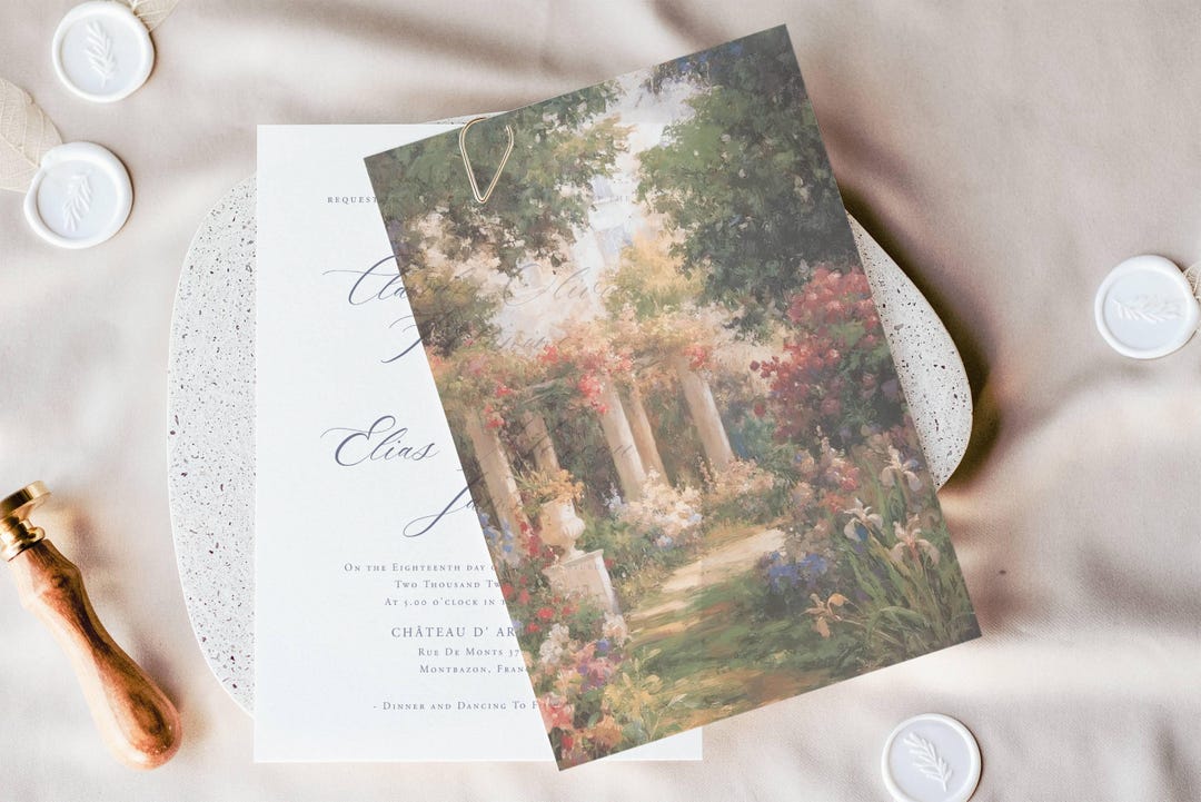 Pre-cut Ancient Garden Vellum Overlay for Wedding Invitation Card, 5x7 ...