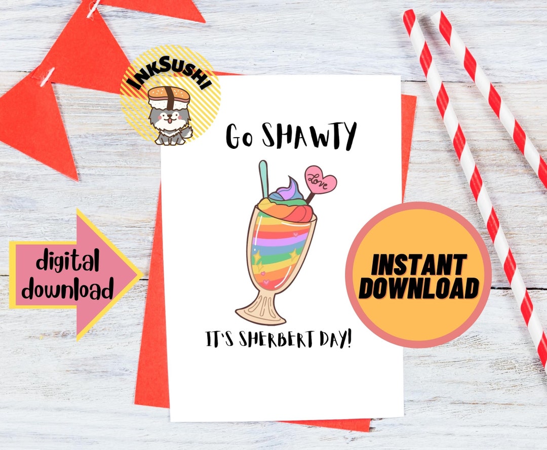 Printable It's Sherbert Day Card (birthday Card) 5x7 Instant Download ...