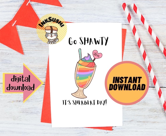 Printable It's Sherbert Day Card birthday Card 5x7 - Etsy