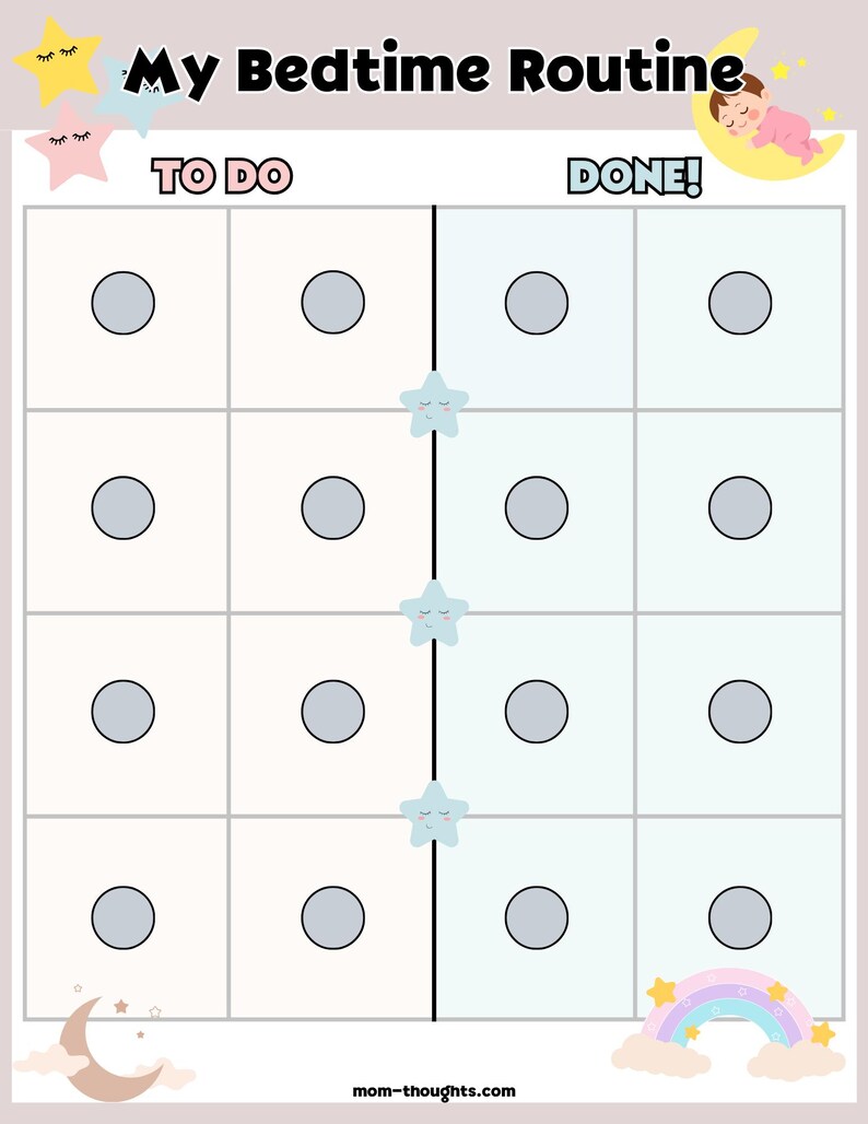 Bedtime Routine Chart Printable Fun & Interactive Bedtime Tracker for ...