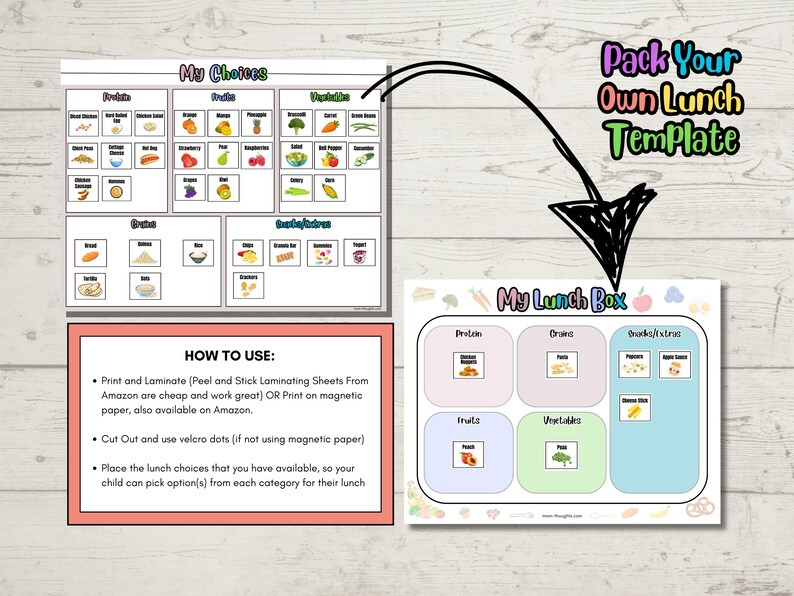Build Your Own Lunch| Printable School Lunch Organizer for Kids| Pack ...