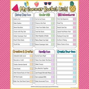 Summer Bucket List for Kids Printable | Editable Canva Template ...