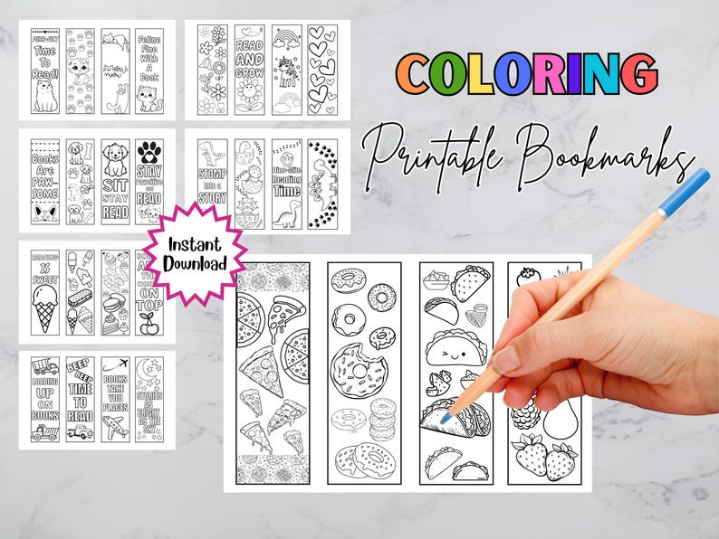 Printable Coloring Bookmarks for Kids – 28 Fun Designs! - Etsy