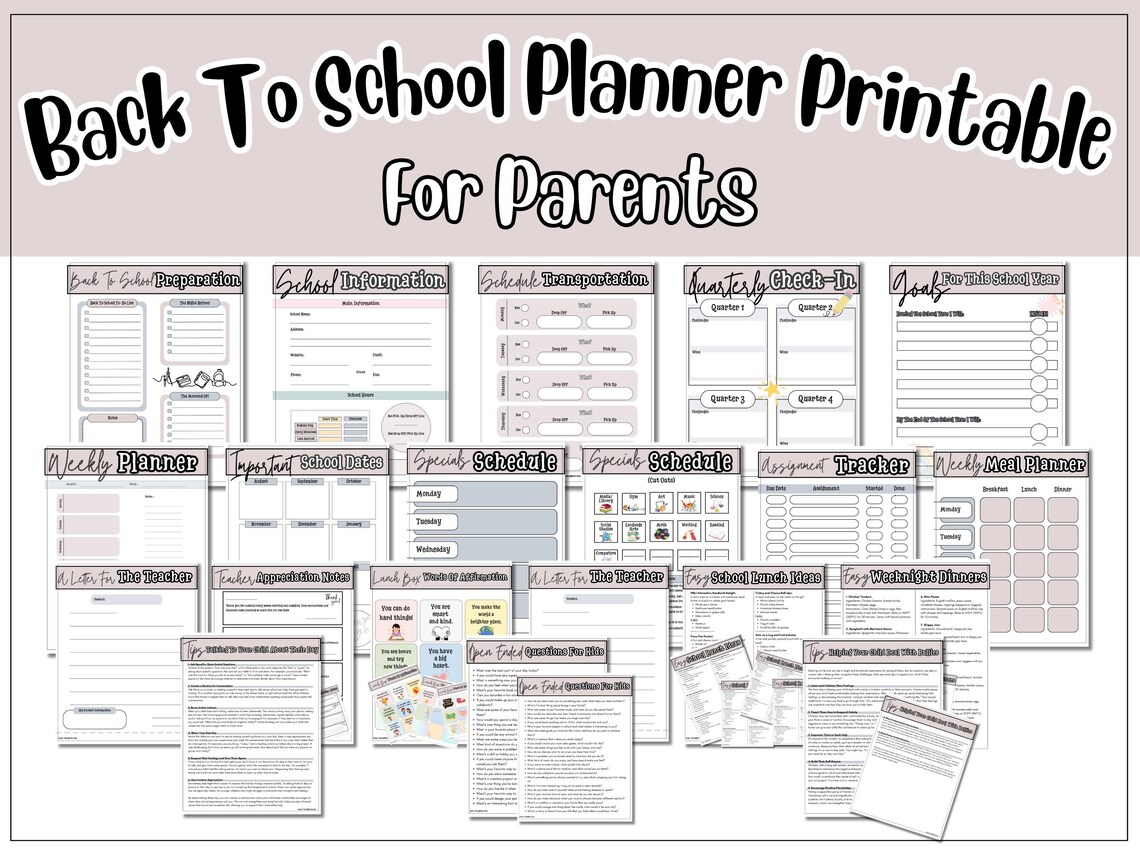 Back to School Planner Printable – Kids Daily School Checklist, Kids ...