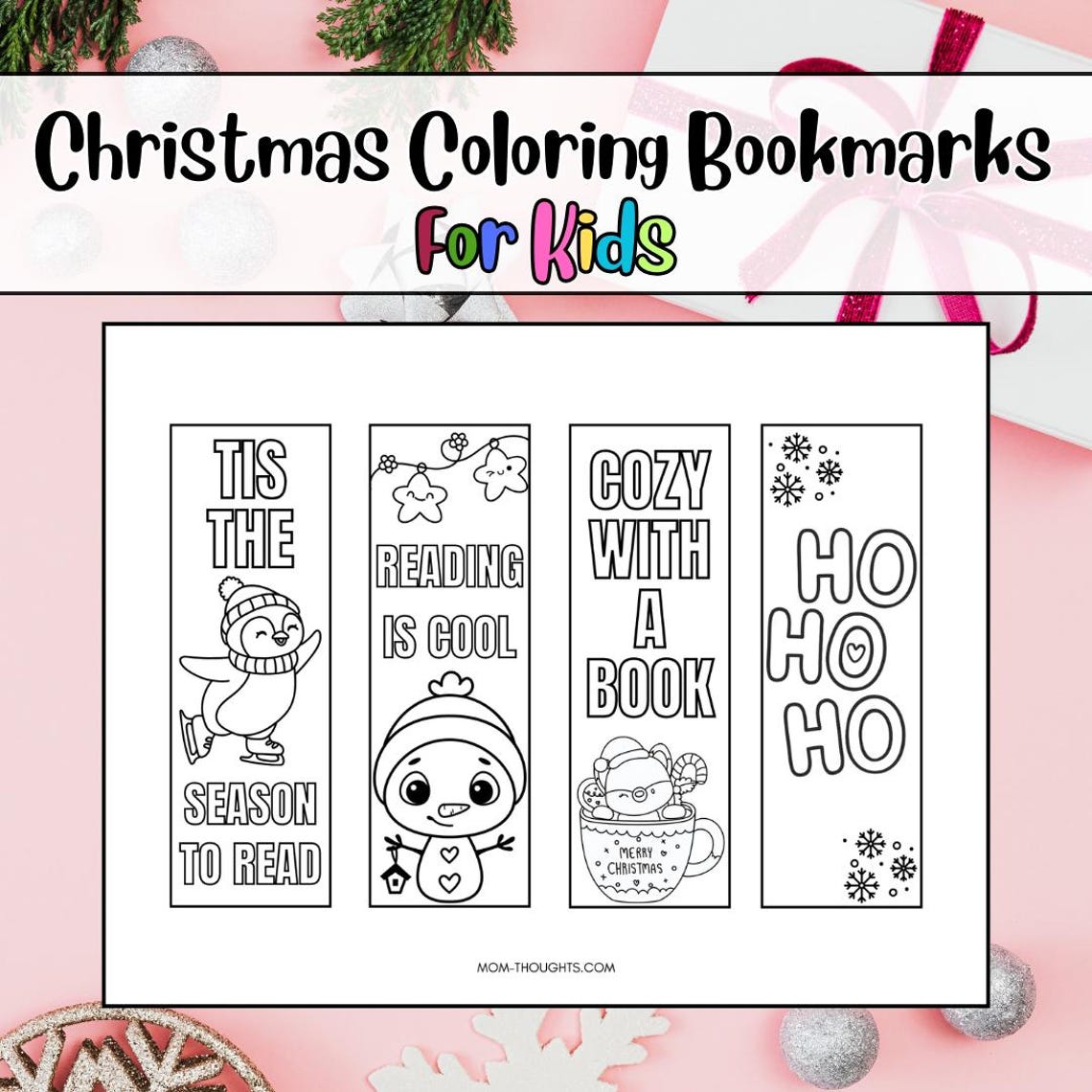Christmas Coloring Bookmarks for Kids (printable) - Etsy