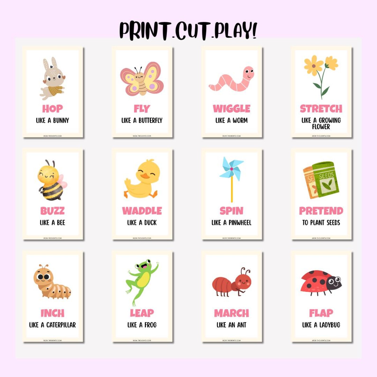 Spring Movement Cards: Brain Break Activity for Kids (printable) - Etsy