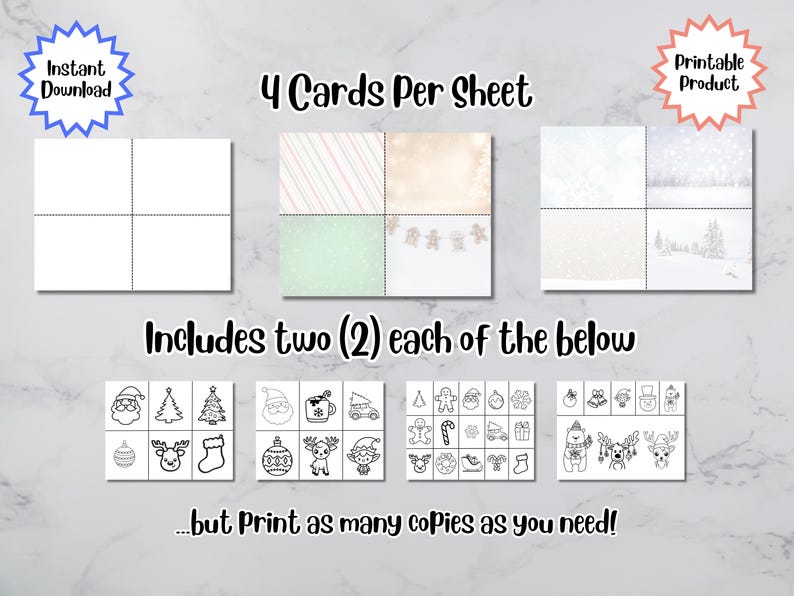 Coloring Christmas Cards for Kids: DIY Holiday Activity (PDF) - Etsy