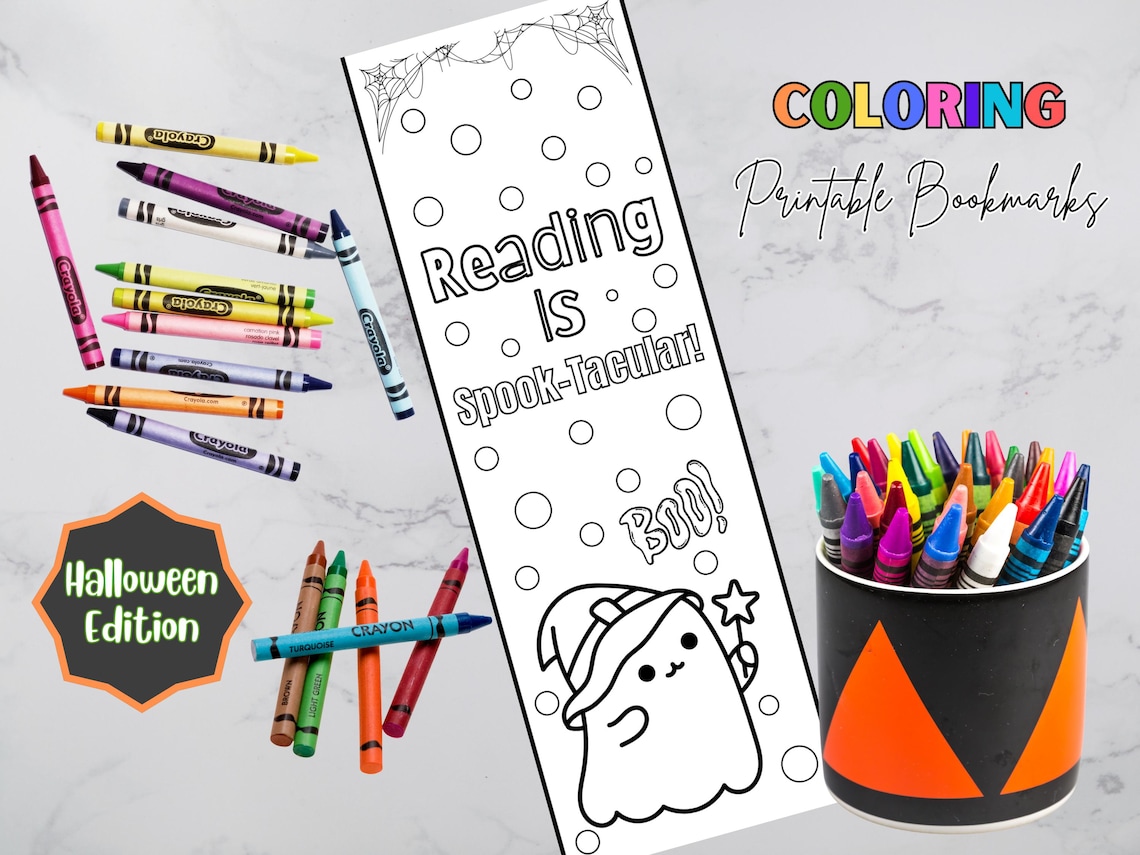 Halloween Printable Bookmarks, Printable Coloring Bookmarks for Kids ...