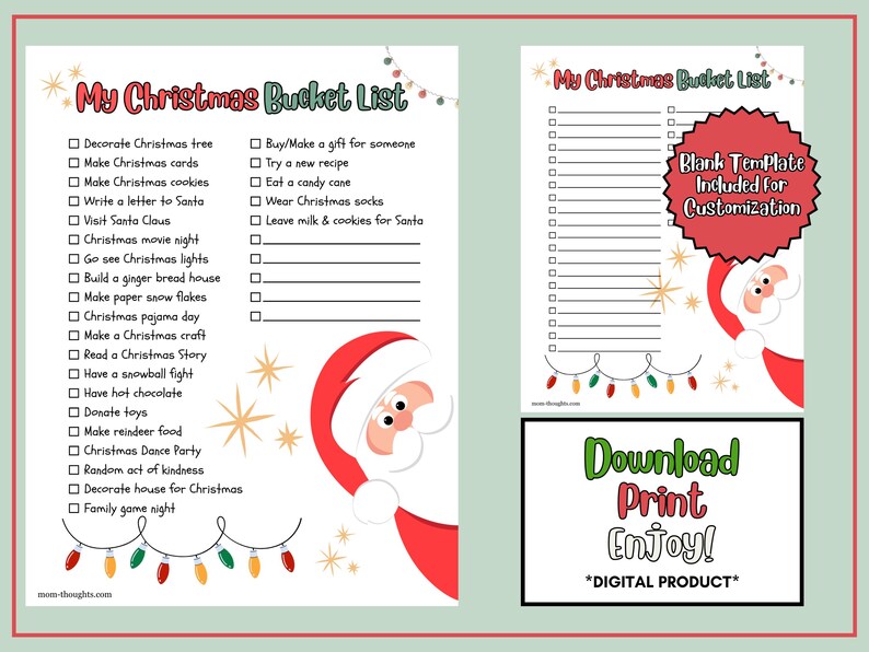 Christmas Wish List & Bucket List Bundle (printable) - Etsy