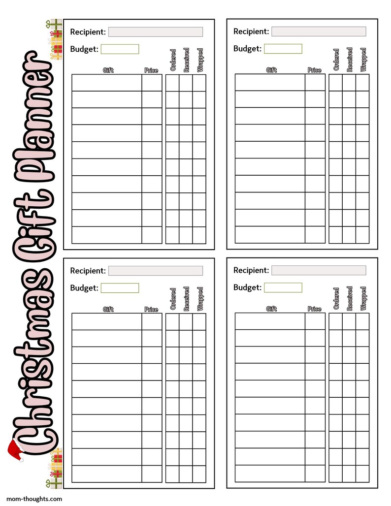 Christmas Gift Planner Printable, Christmas Planner, Christmas Gift ...