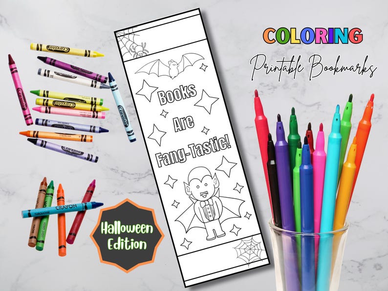 Halloween Printable Bookmarks, Printable Coloring Bookmarks for Kids ...