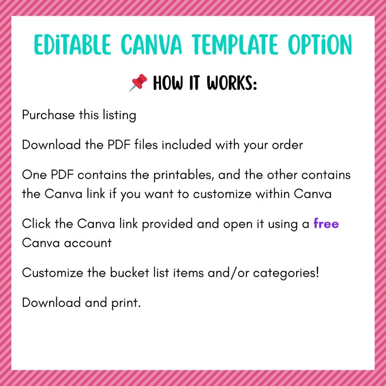 Summer Bucket List for Kids Printable | Editable Canva Template ...