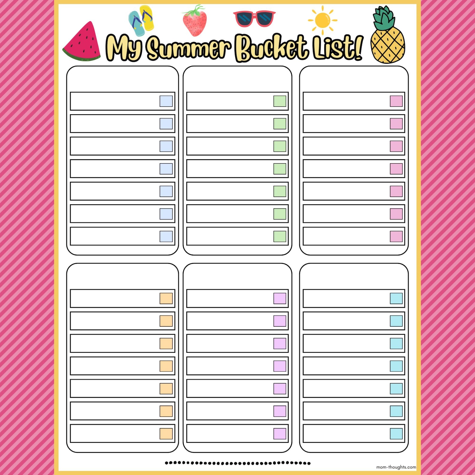 Summer Bucket List for Kids Printable: Editable Template (digital ...