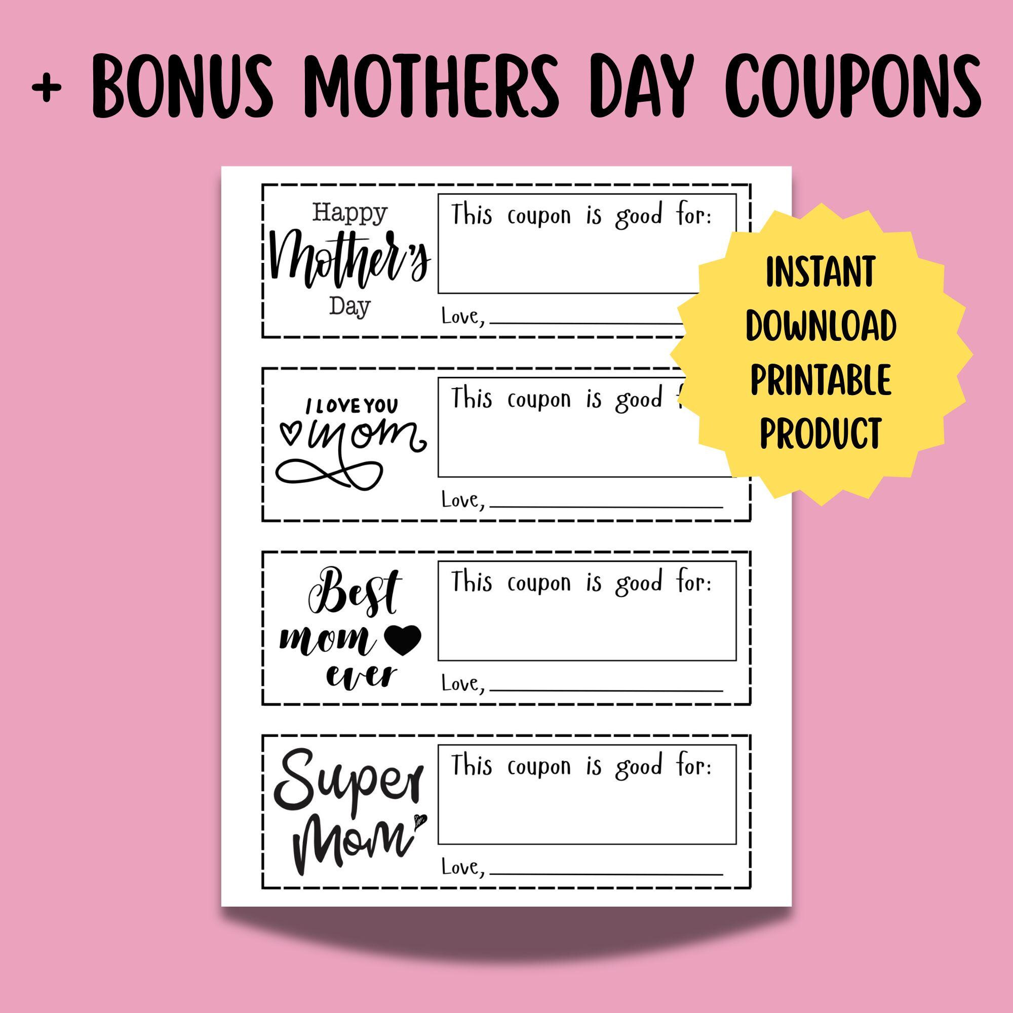 All About Mom Printable: Kids Questionnaire & Coupons (DIY Gift) - Etsy
