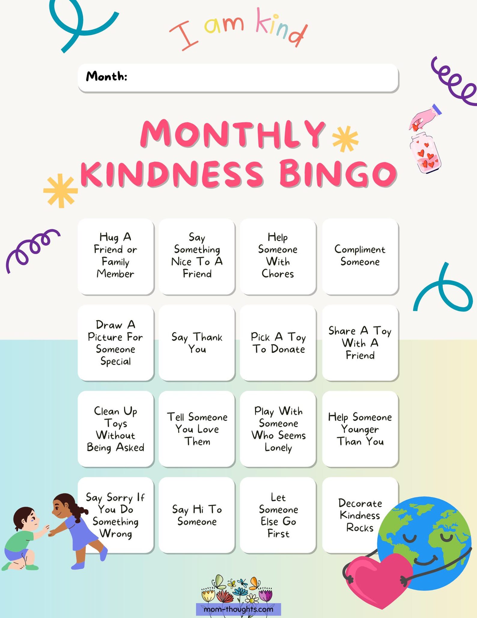 Kindness Bingo for Kids, Kindness Bingo for Toddlers, Kindness Bingo ...