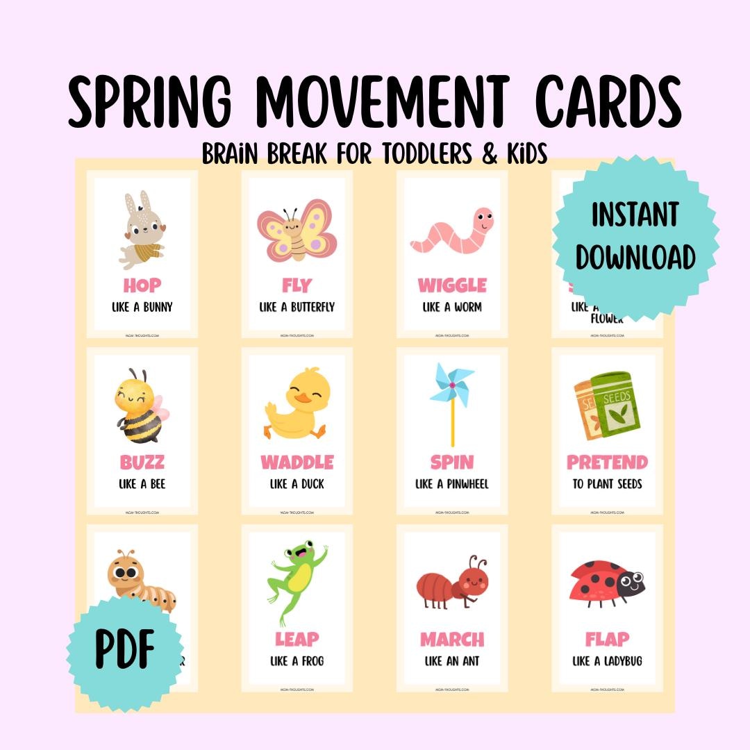 Spring Movement Cards: Brain Break Activity for Kids (printable) - Etsy