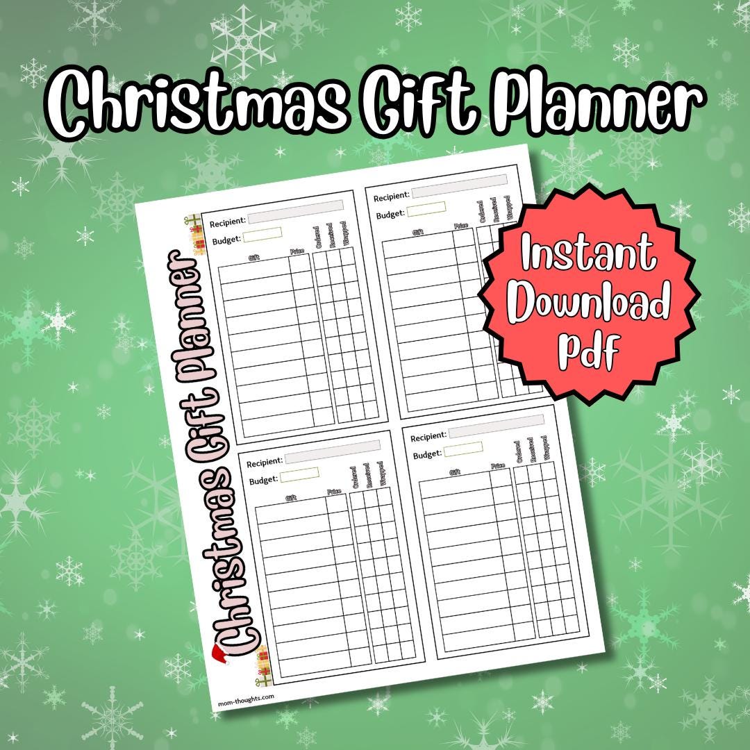 Christmas Gift Planner Printable, Christmas Planner, Christmas Gift ...