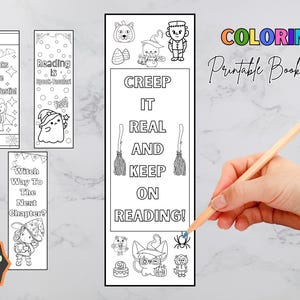 Halloween Printable Bookmarks, Printable Coloring Bookmarks for Kids ...