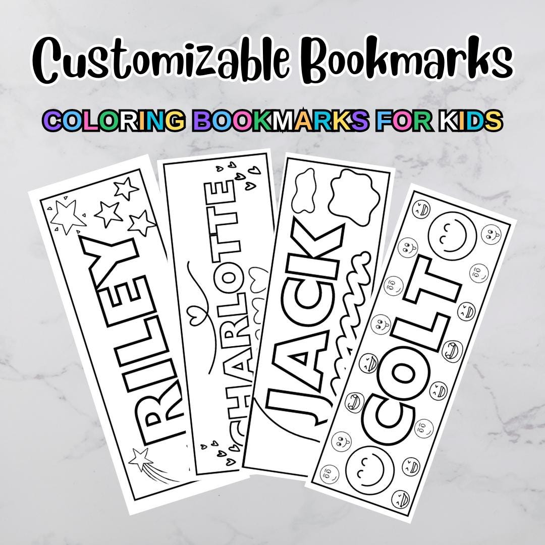 Customizable Coloring Bookmarks for Kids: Personalized Name Designs ...