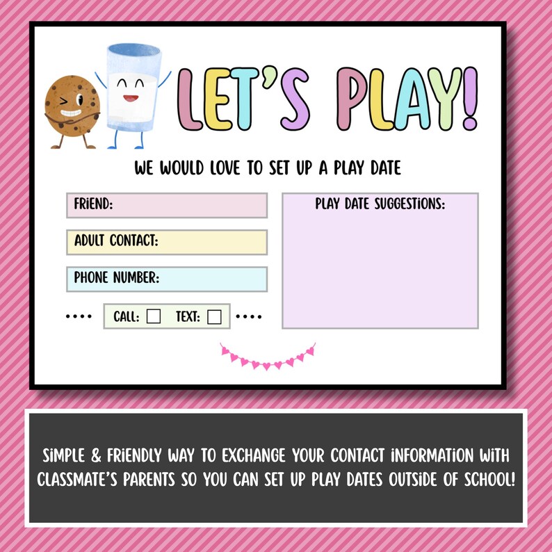 Printable Play Date Invitation Cards | Digital Download | Cute Fill-in ...
