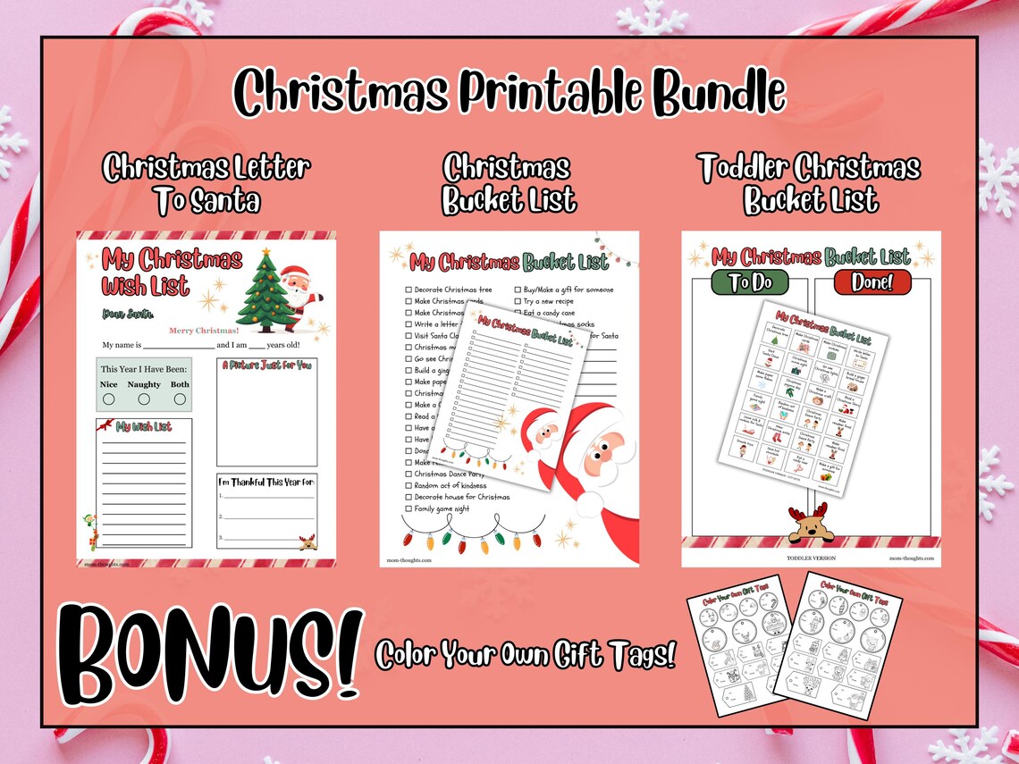 Christmas Wish List & Bucket List Bundle (printable) - Etsy