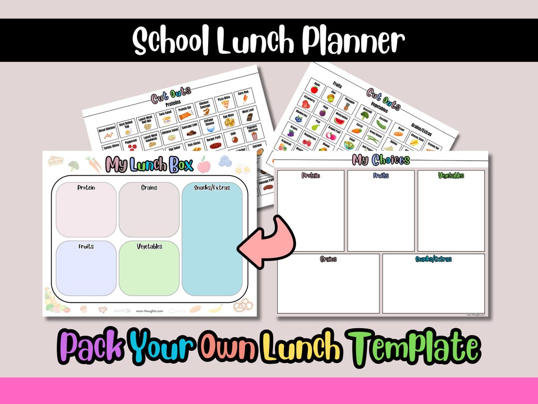 Build Your Own Lunch| Printable School Lunch Organizer for Kids| Pack ...