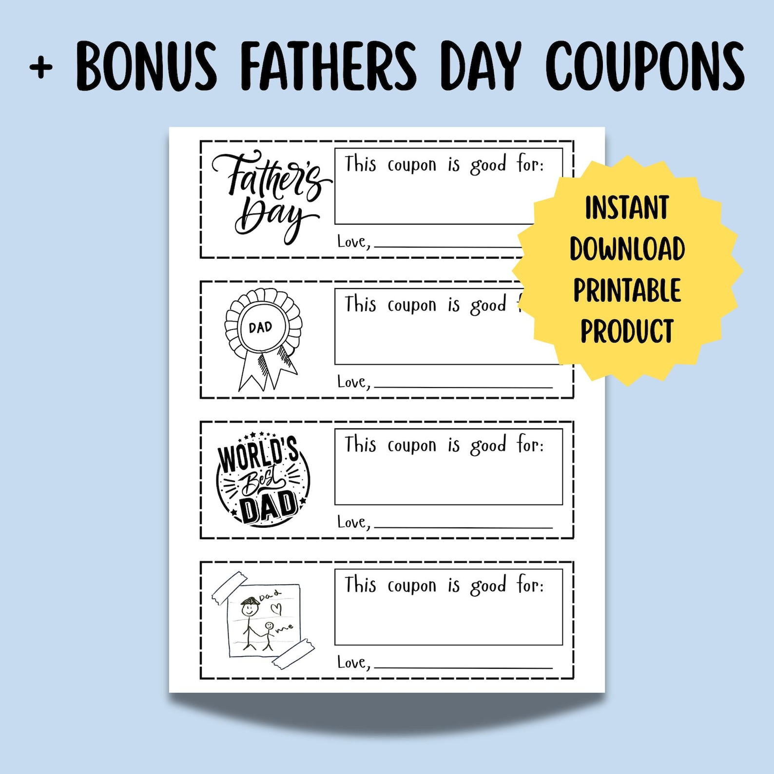 All About Dad Printable + Father’s Day Coupons – Kids Father's Day Gift ...