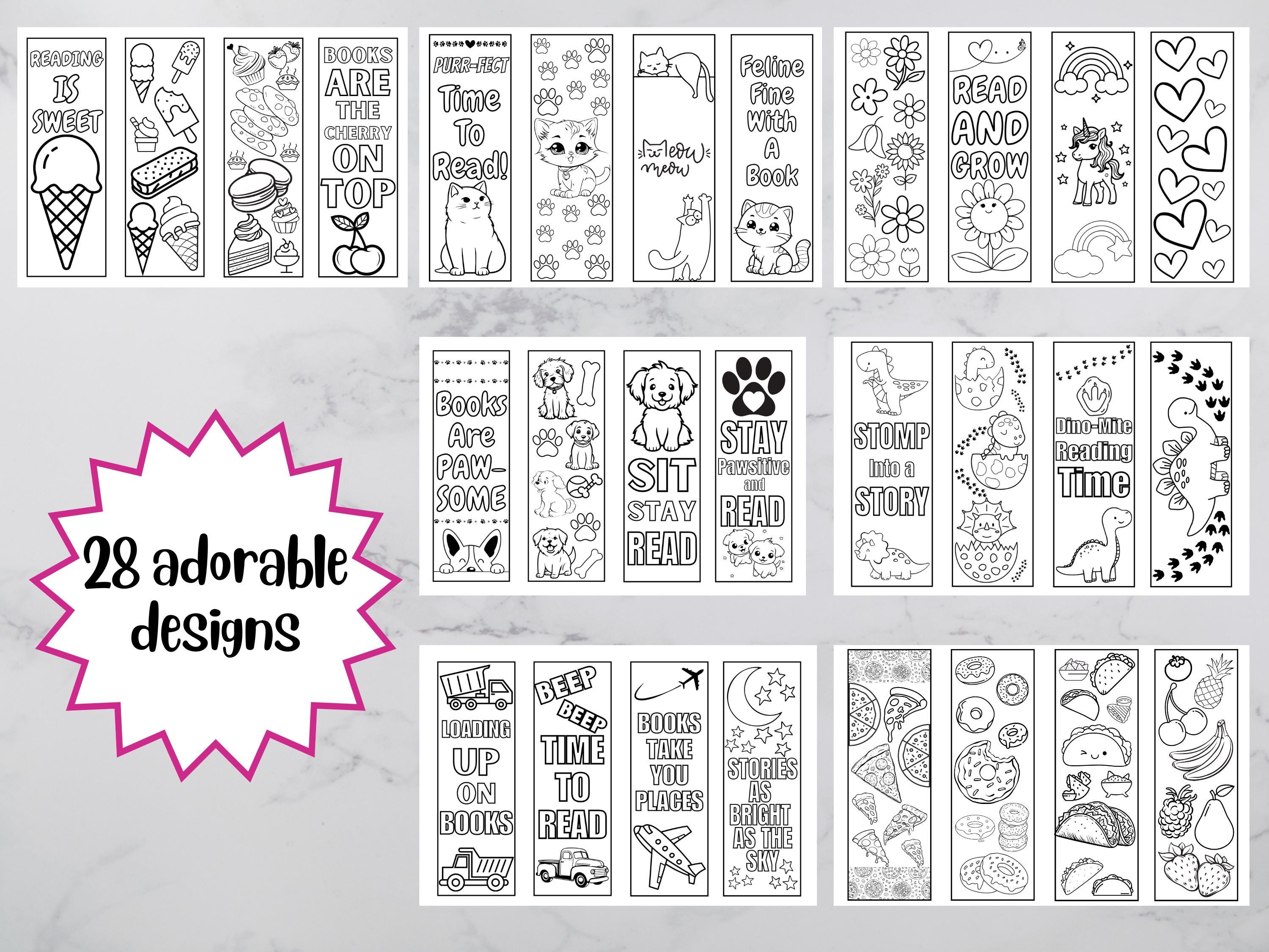 Printable Coloring Bookmarks for Kids 28 Fun Designs - Etsy