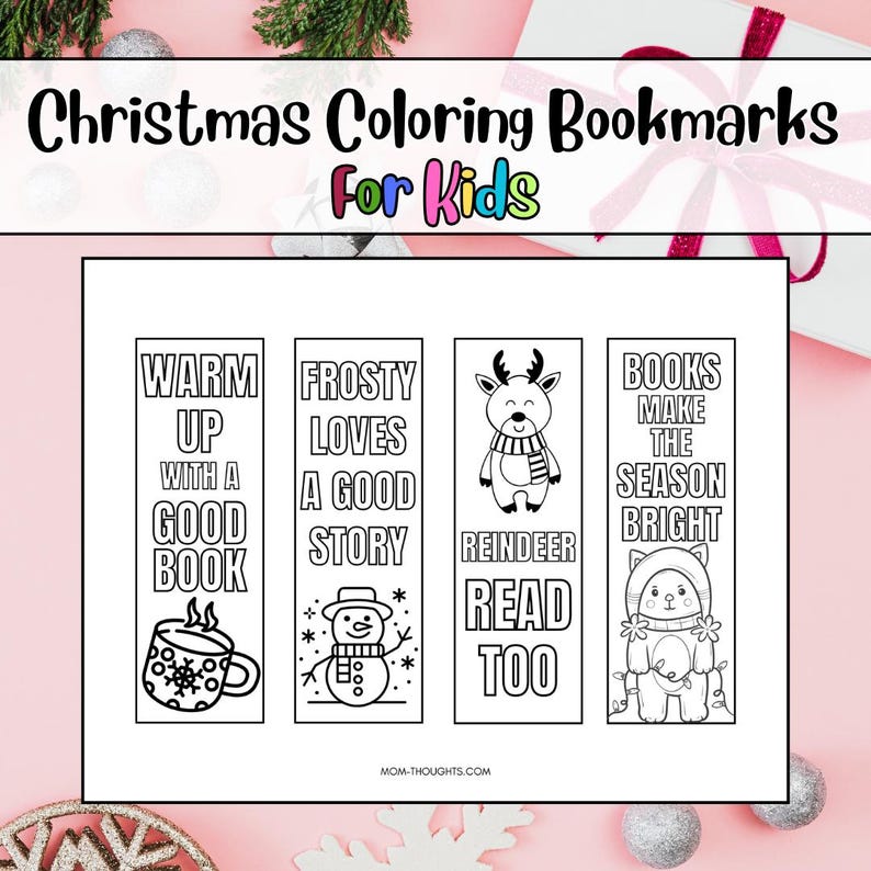 Christmas Coloring Bookmarks for Kids (printable) - Etsy