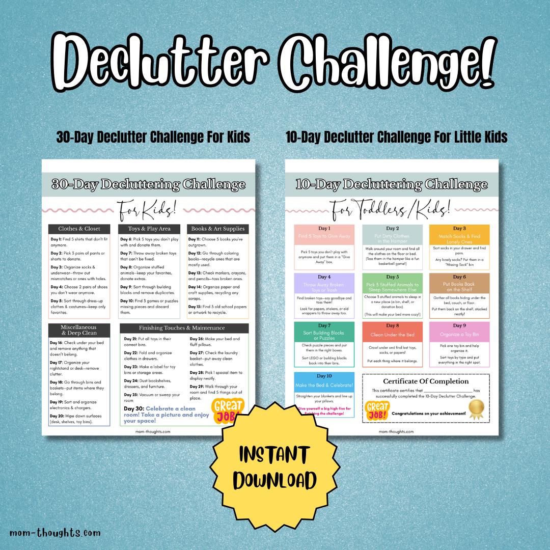 Kids Room Cleaning Checklist: Chore Chart & Declutter Challenge ...