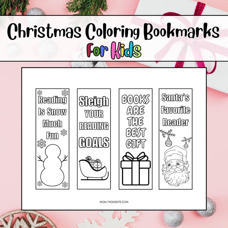 Christmas Coloring Bookmarks for Kids (printable) - Etsy