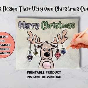 Coloring Christmas Cards for Kids: DIY Holiday Activity (PDF) - Etsy