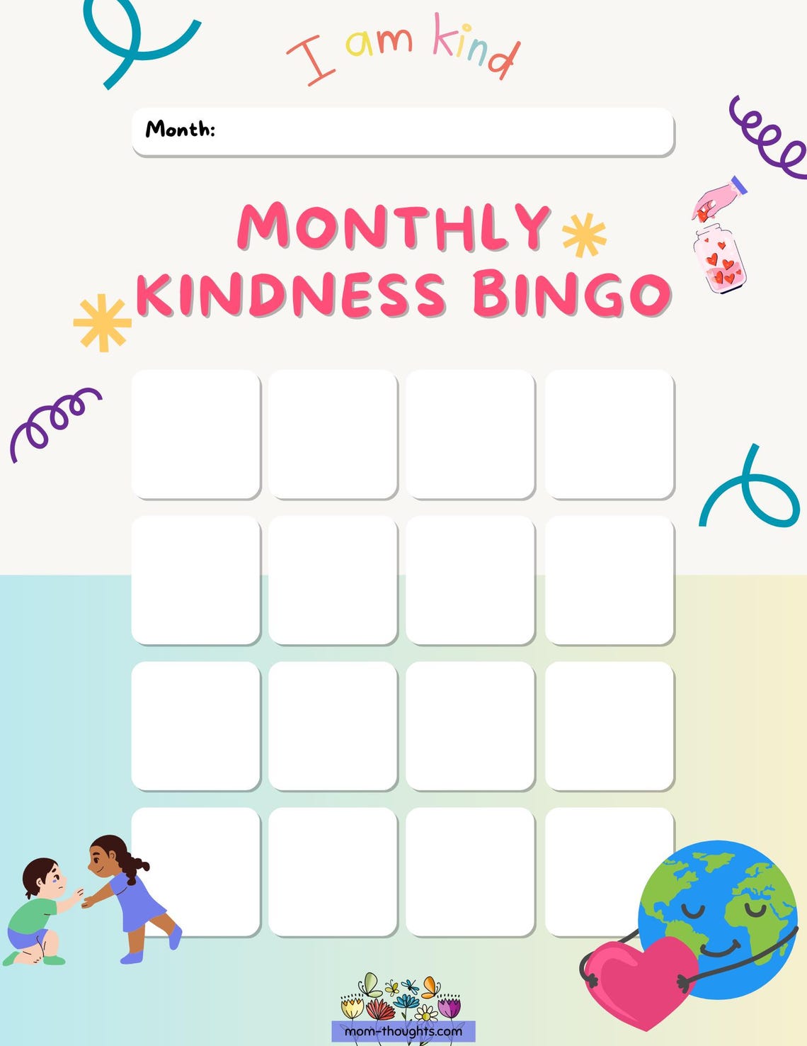 Kindness Bingo for Kids, Kindness Bingo for Toddlers, Kindness Bingo ...