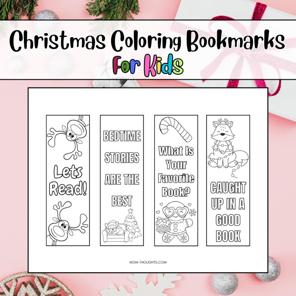Christmas Coloring Bookmarks for Kids (printable) - Etsy
