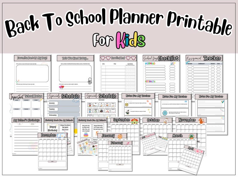 Back to School Planner Printable: Kids Daily Checklist & Schedule ...