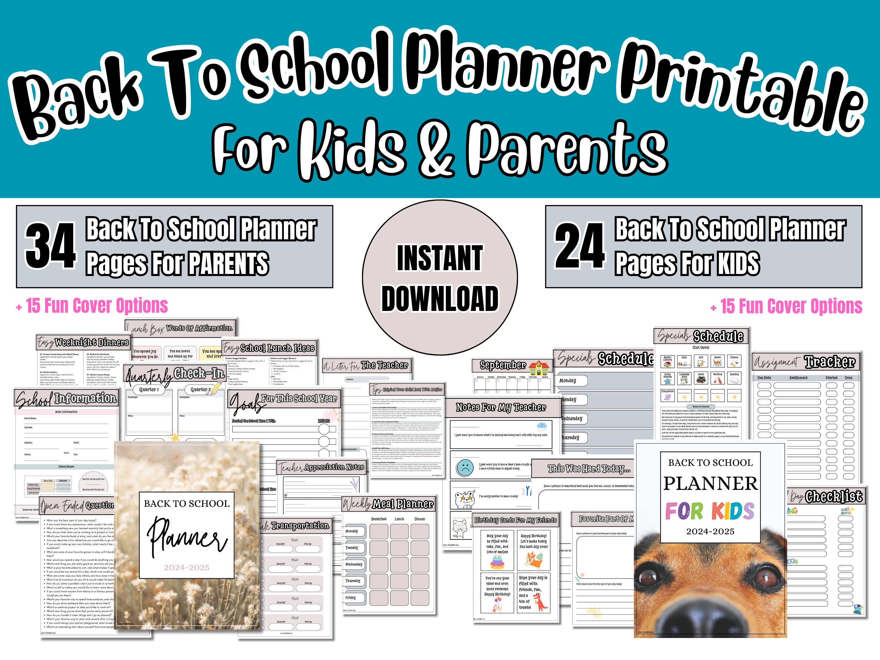 Back to School Planner Printable – Kids Daily School Checklist, Kids ...