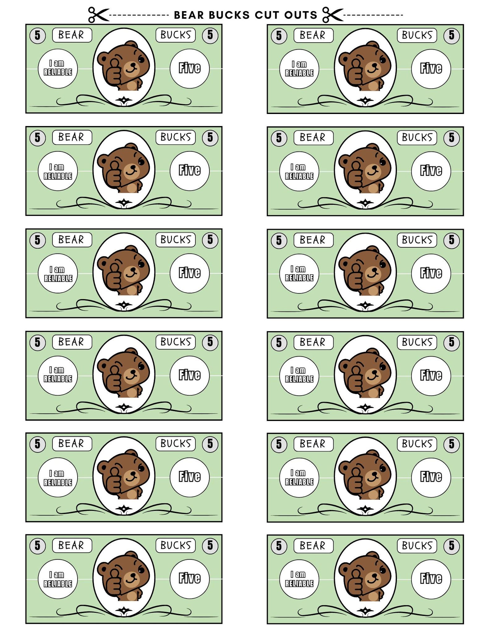 Reward Chart for Kids - Bear Bucks Reward System (printable) - Etsy