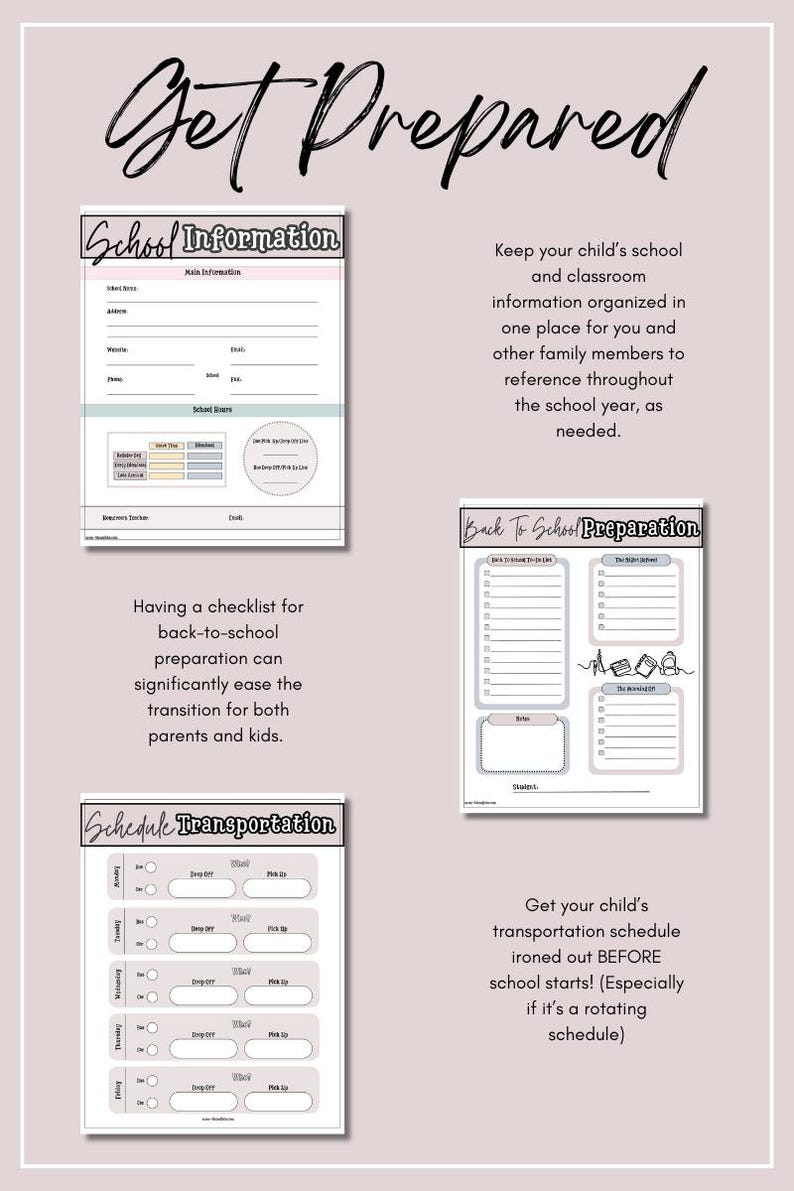Back to School Planner Printable: Kids Daily Checklist & Schedule ...