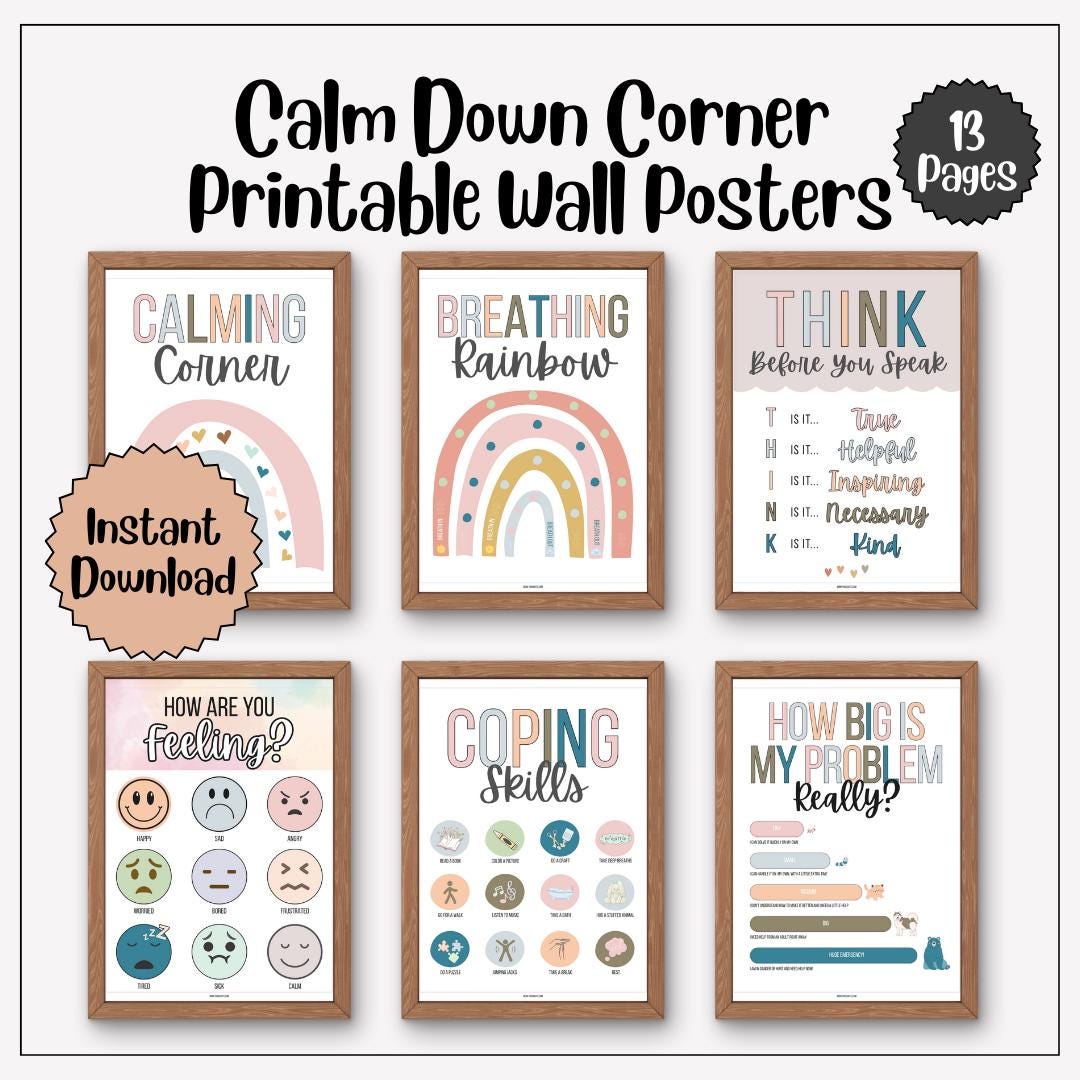 Calm Down Corner Printable | Kids Emotional Regulation Posters ...